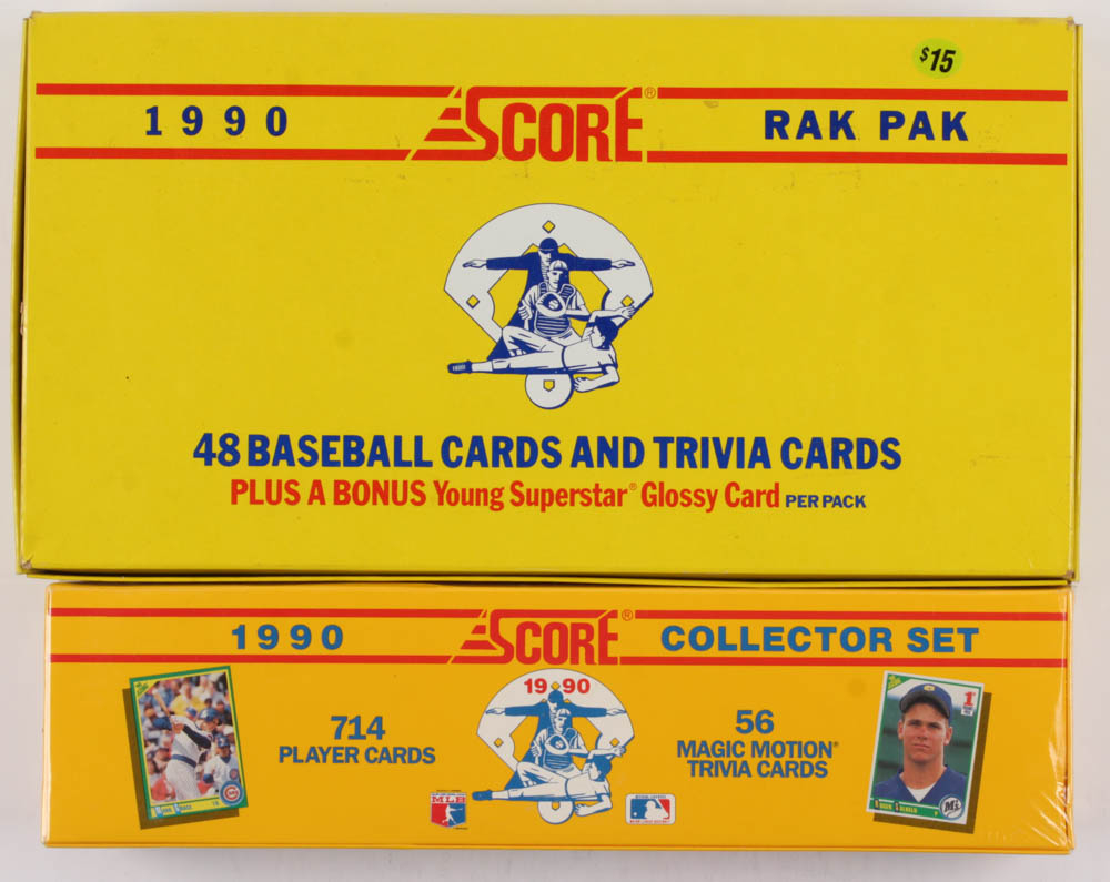 Lot Of (2) Boxes Of Score Baseball Cards With 1990 Score Baseball Rack 