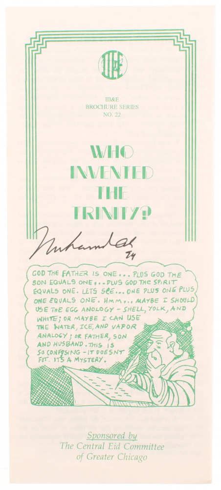Muhammad Ali Signed "Who Invented The Trinity?" Brochure (JSA ALOA ...