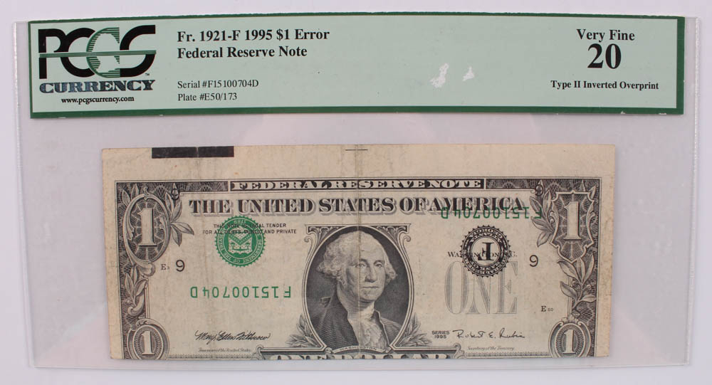 Error Note - Inverted Overprint (3rd Print) - 1995 $1 One-Dollar U.S ...