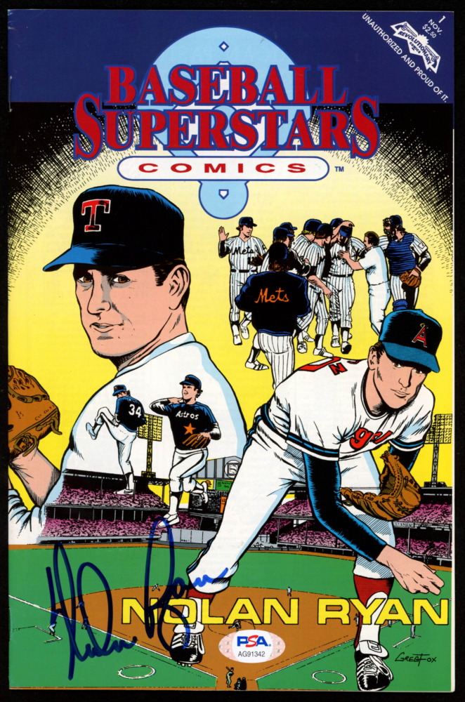 Nolan Ryan Signed 1991 Issue #1 Comic Book from Baseball Superstars ...