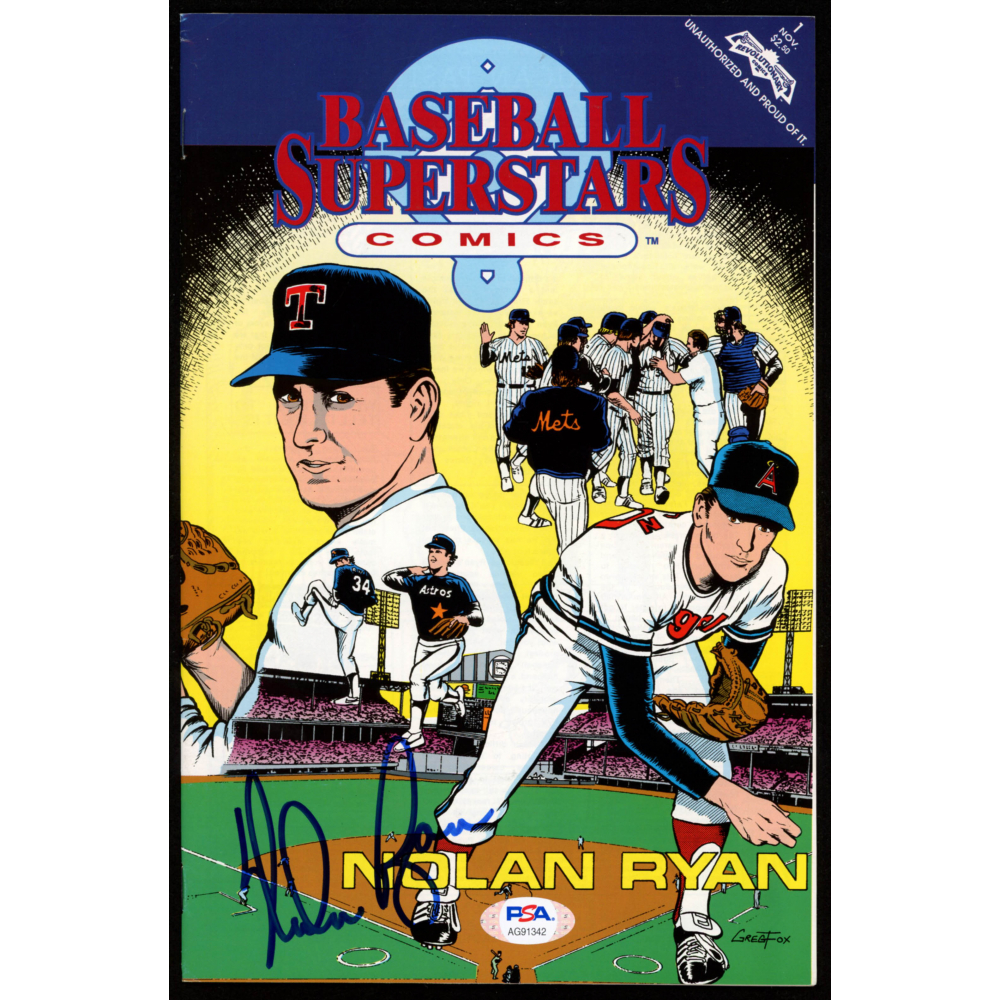 Nolan Ryan Signed 1991 Issue #1 Comic Book from Baseball Superstars ...