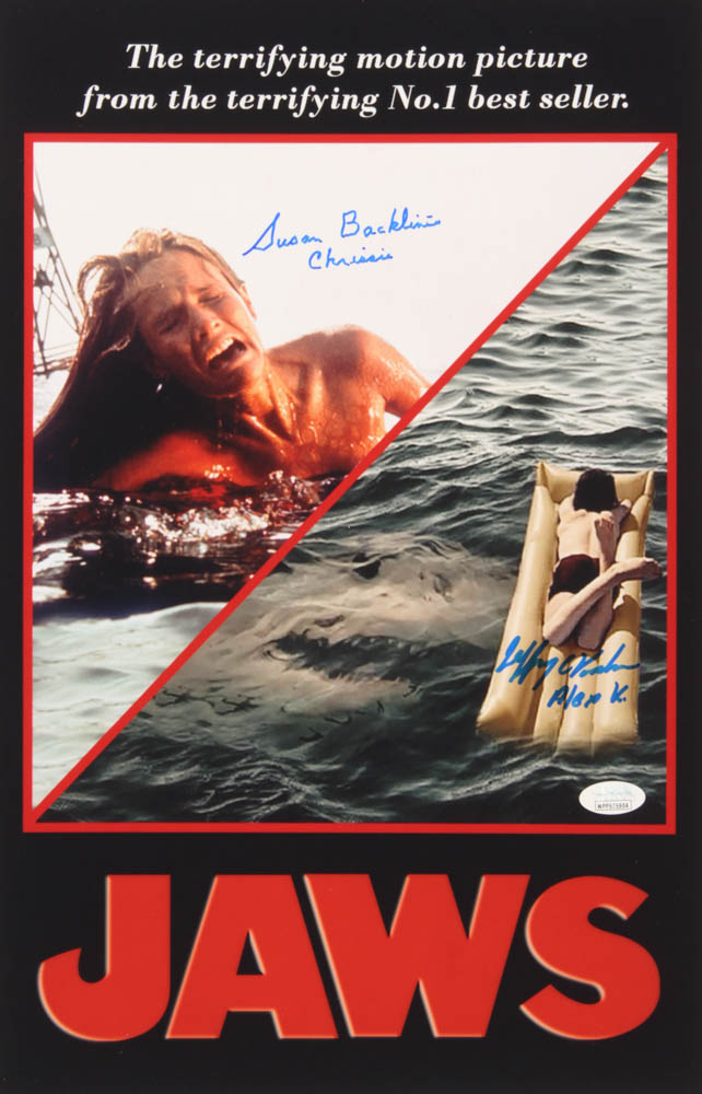Susan Backlinie & Jeffrey Voorhees Signed "Jaws" 11x17 Photo Inscribed "Chrissie" & "Alex K ...