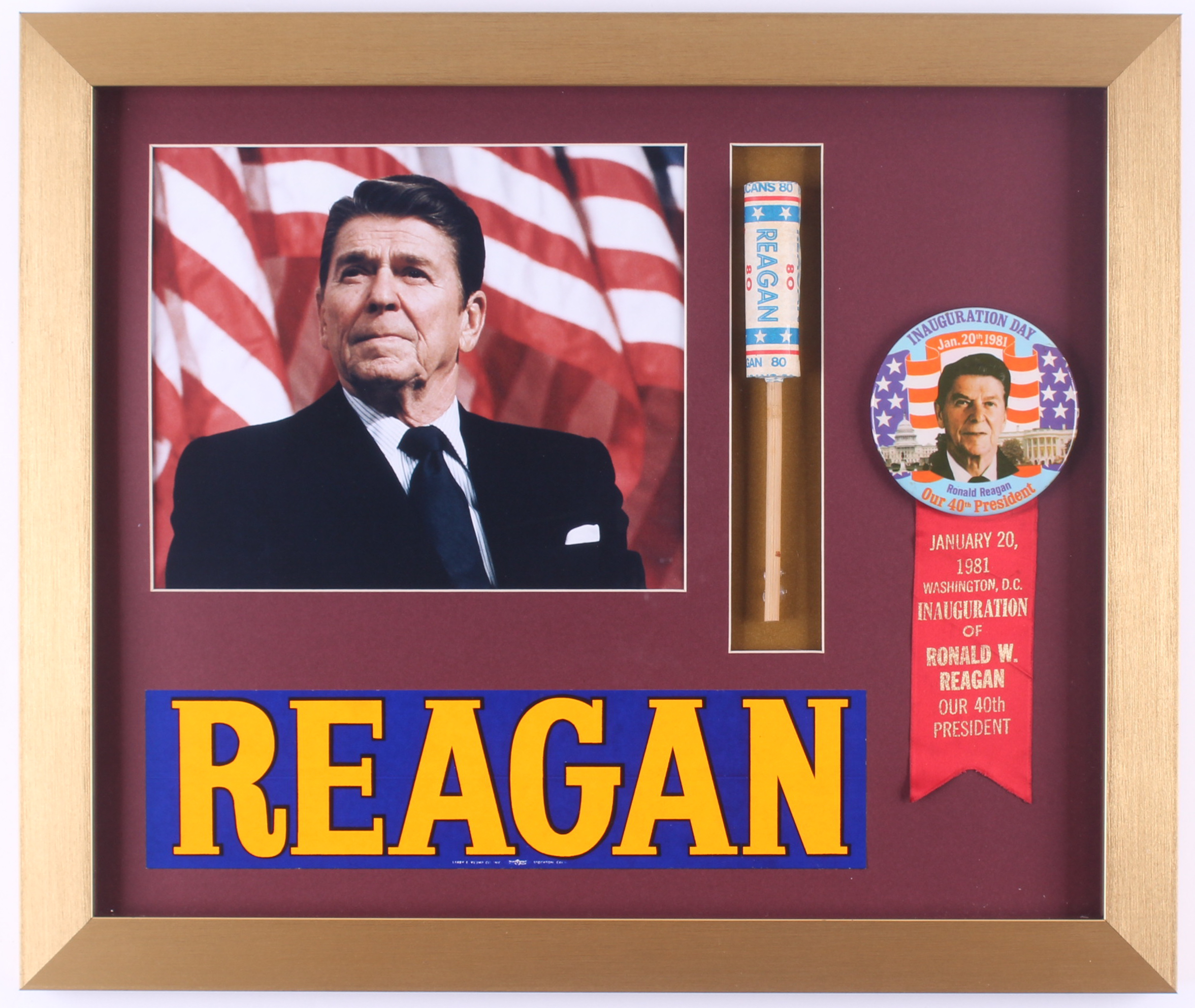 Ronald Reagan 16x19 Custom Framed Photo Display with Inauguration Pin ...