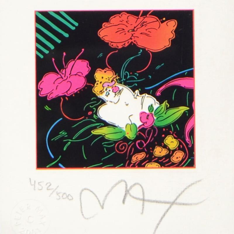 Peter Max Signed "Lady with Floating Flowers Detail" 10x11 Custom ...