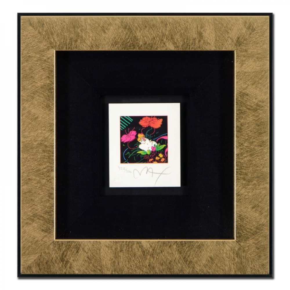 Peter Max Signed "Lady with Floating Flowers Detail" 10x11 Custom ...