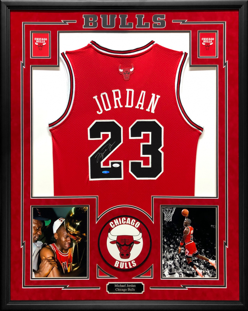 Michael Jordan Signed 34.5x42.5 Custom Framed Bulls Jersey (UDA Hologram & JSA LOA) | Pristine ...