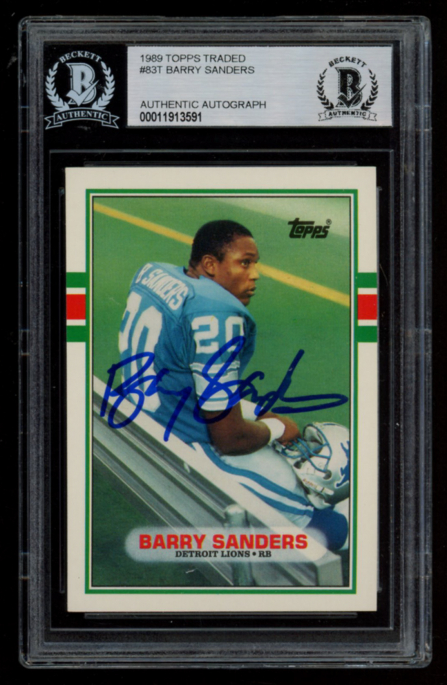 Barry Sanders Signed 1989 Topps Traded #83T RC (BGS Encapsulated ...