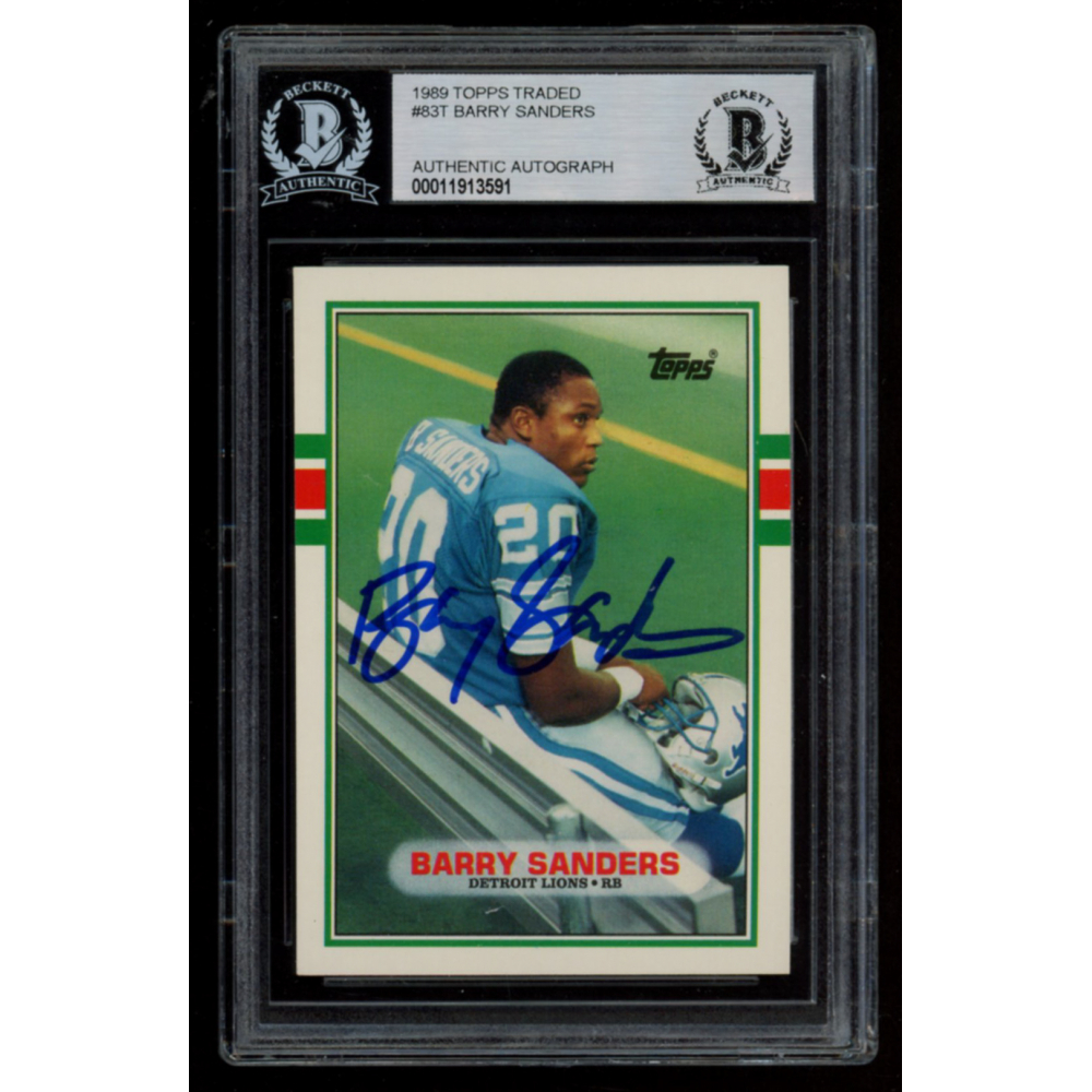Barry Sanders Signed 1989 Topps Traded #83T RC (BGS Encapsulated ...