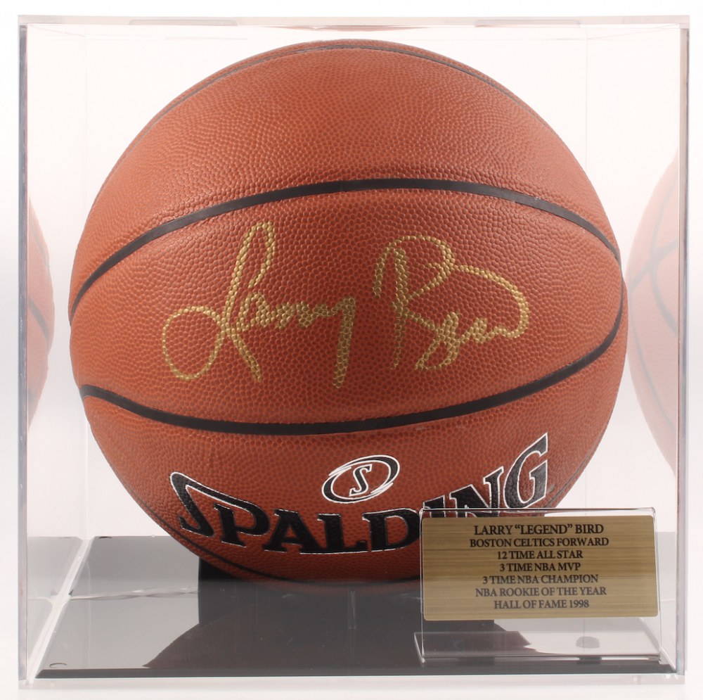 Larry Bird Signed NBA Logo Basketball with Display Case (PSA COA & Bird ...
