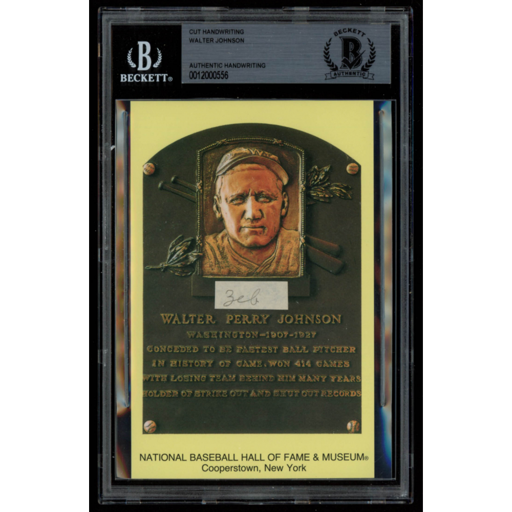 Walter Johnson Authentic Handwritten Word Gold Hall of Fame Postcard ...