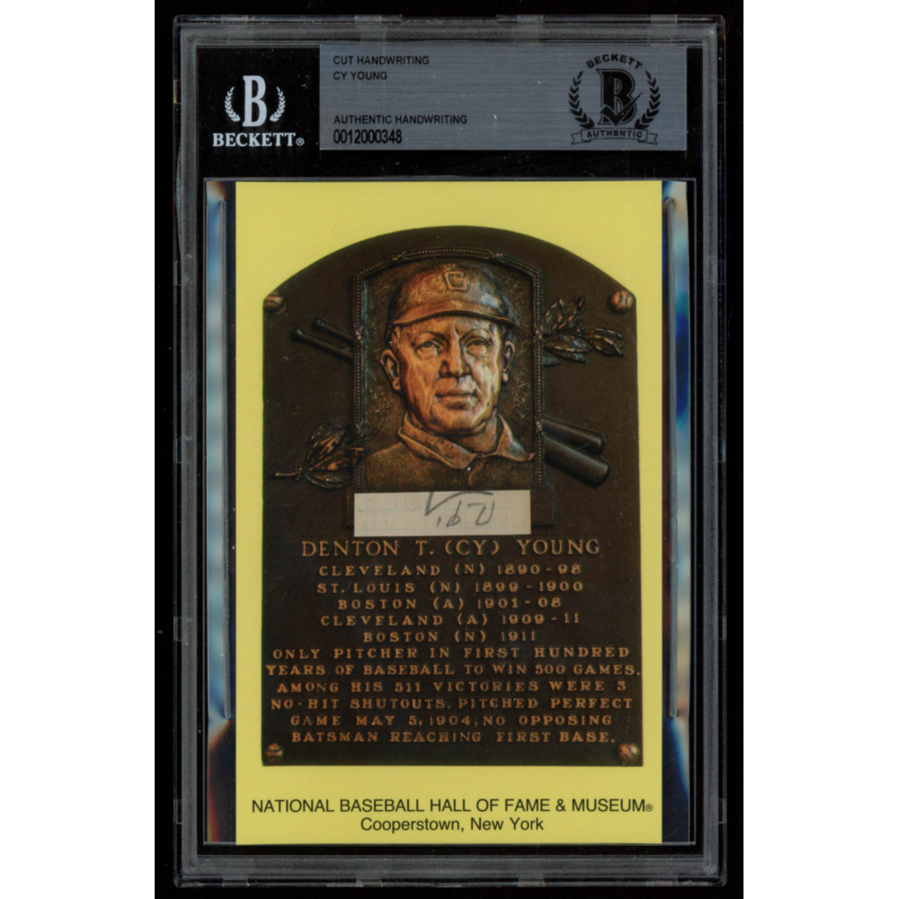 Cy Young Authentic Handwritten Word Gold Hall of Fame Postcard (BGS ...