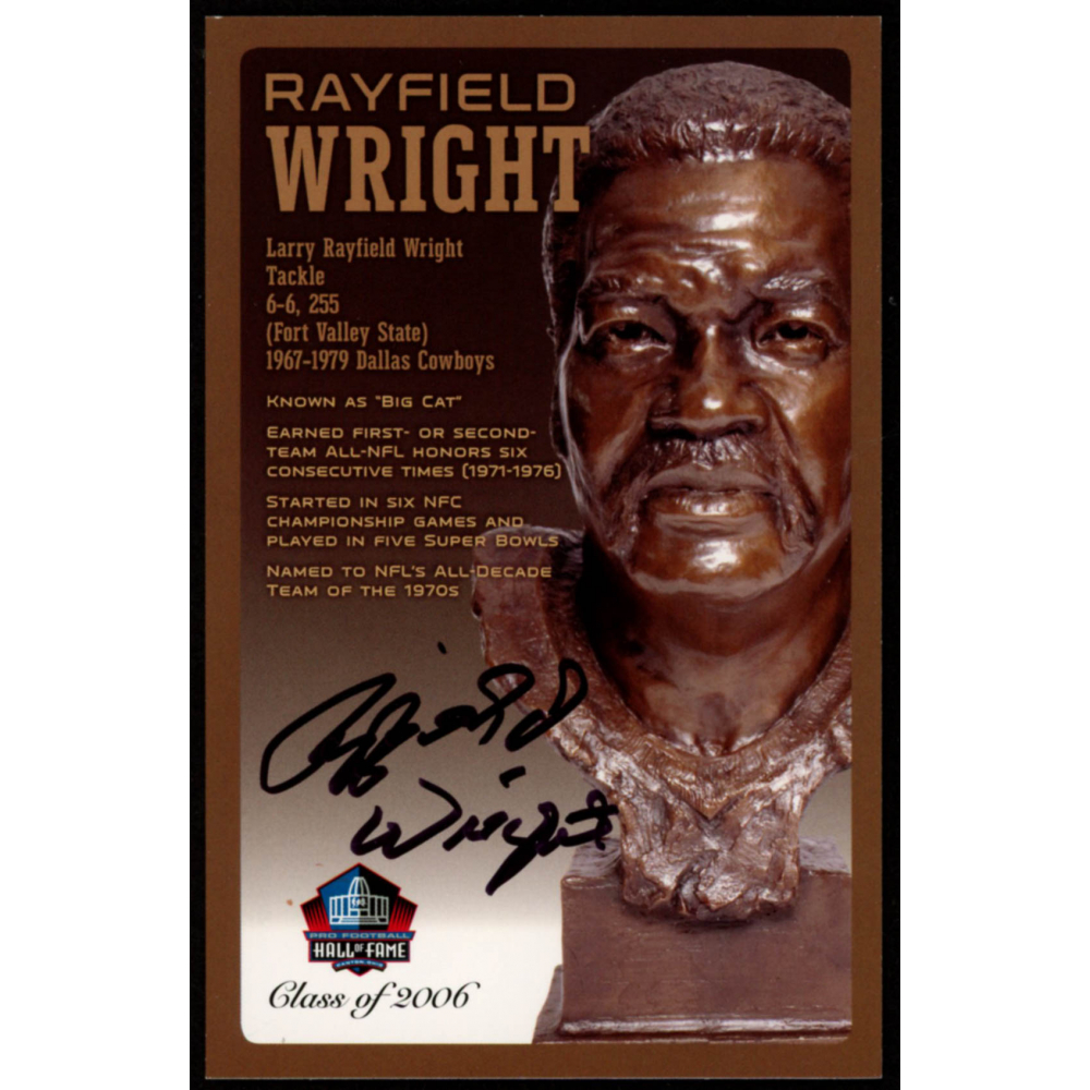 Rayfield Wright Signed LE Bronze Bust Football Hall of Fame Postcard ...