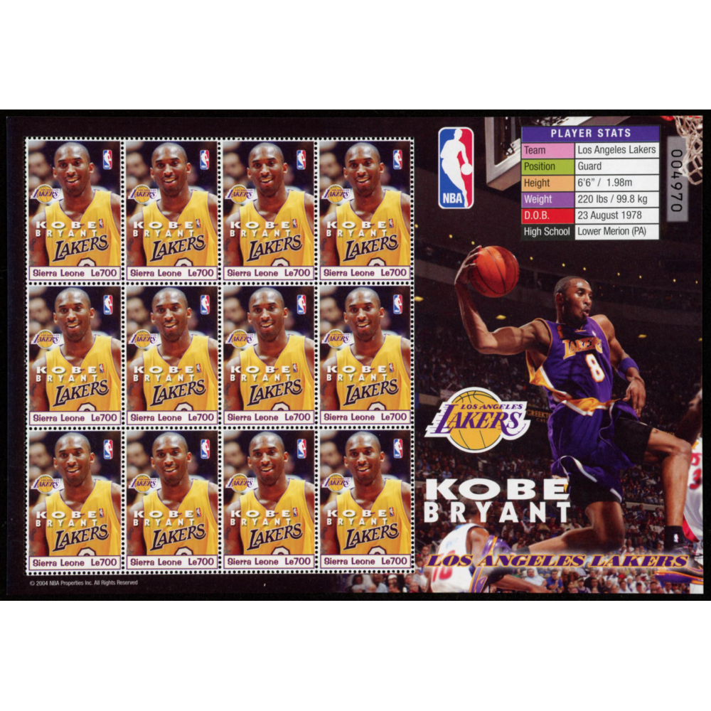 Kobe Bryant Lakers 2003 Full Uncut Stamp Sheet | Pristine Auction