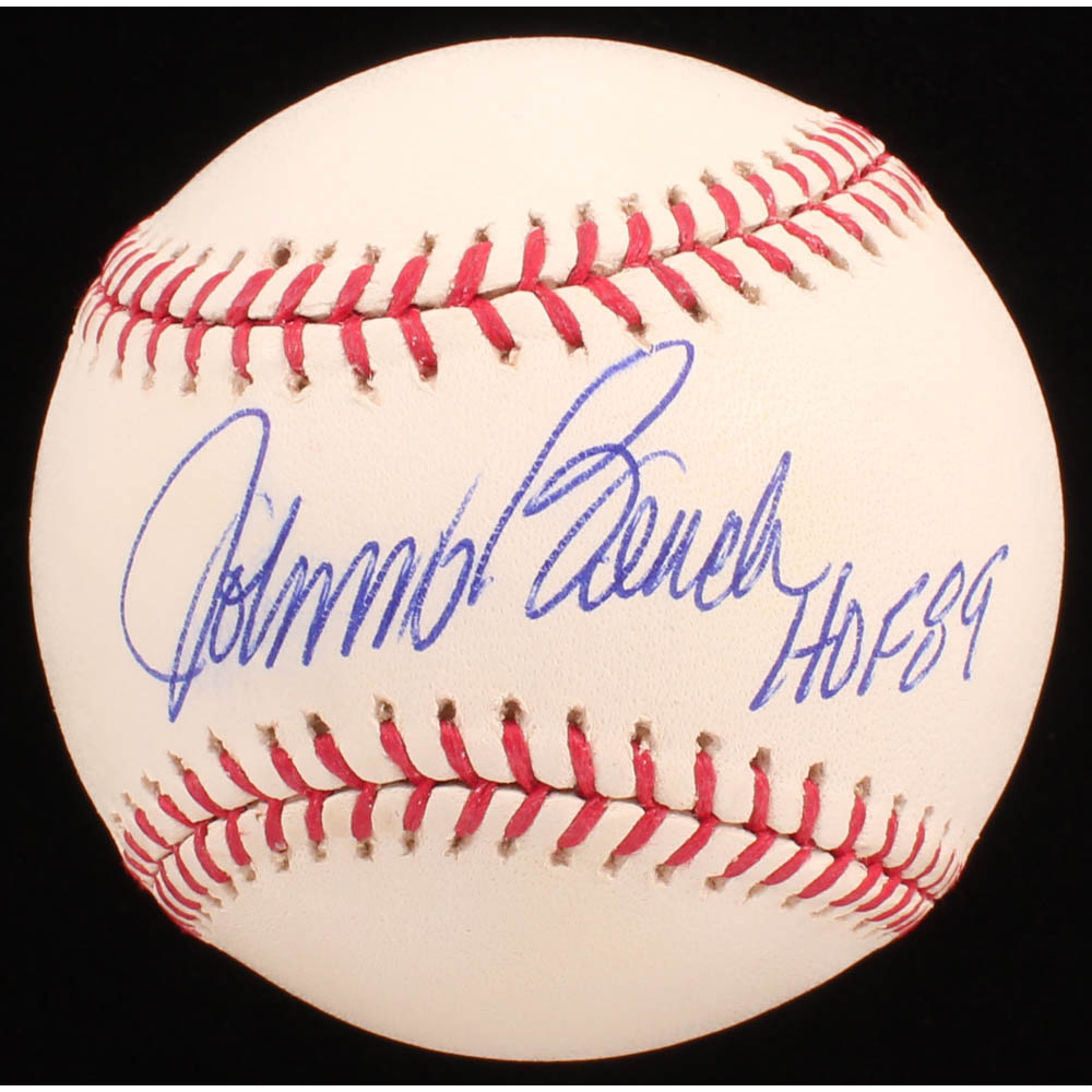 Johnny Bench Signed OML Baseball Inscribed "HOF 89" (JSA COA ...