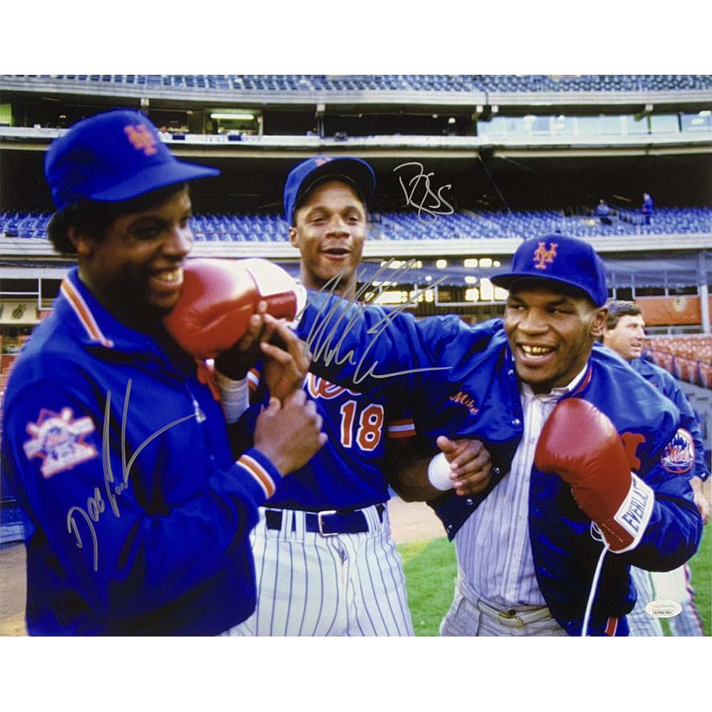 Mike Tyson, Dwight Gooden & Darryl Strawberry Signed Mets 16x20 Photo ...