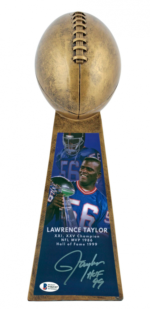 Lawrence Taylor Signed 15” Football Championship Trophy Inscribed "HOF ...