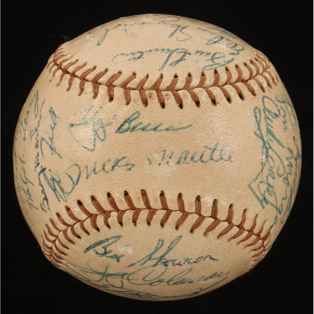 1956 Yankees Official Baseball Team-Signed by (27) with Mickey Mantle ...