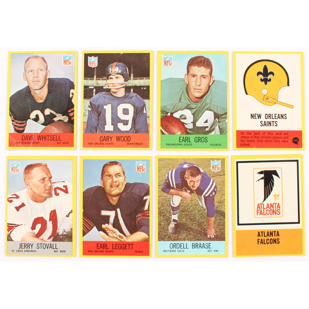 Lot of (8) 1967 Philadelphia Football Cards with Gary Wood #131, Earl ...