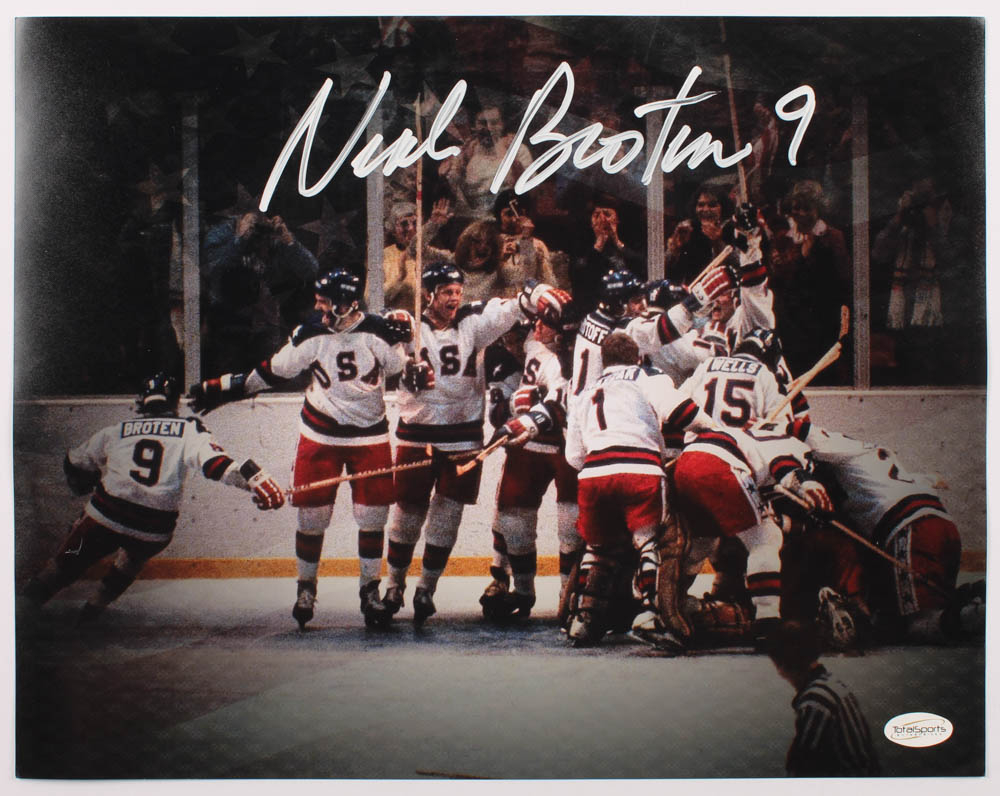 Neal Broten Signed Team USA 11x14 Photo (TSE COA) | Pristine Auction