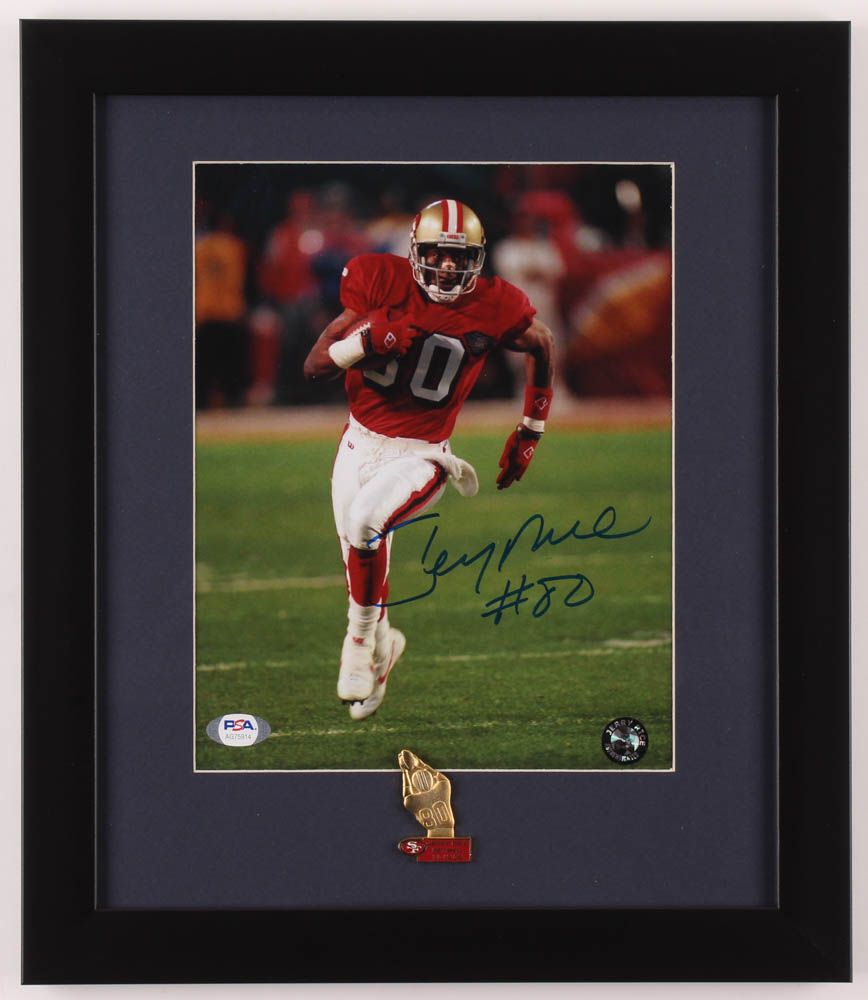 Jerry Rice Signed 13x15 Custom Framed Photo Display With Retirement Pin ...