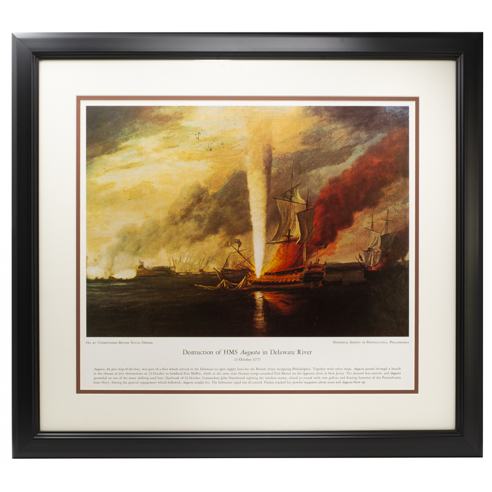 Destruction of HMS Augusta in Delaware River 16x20 Custom Framed ...