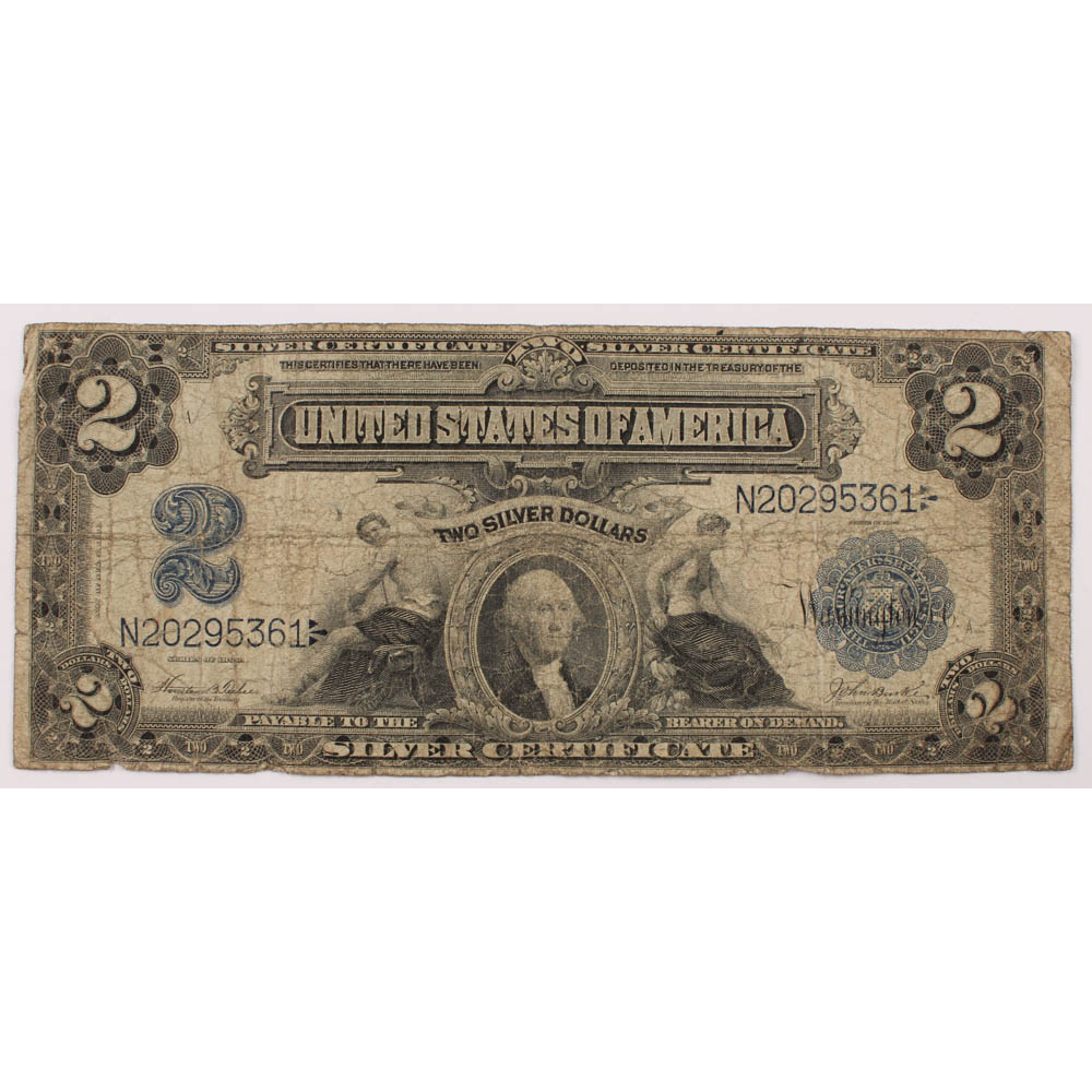 1899 $2 Two-Dollar U.S. Silver Certificate Large-Size Bank Note ...