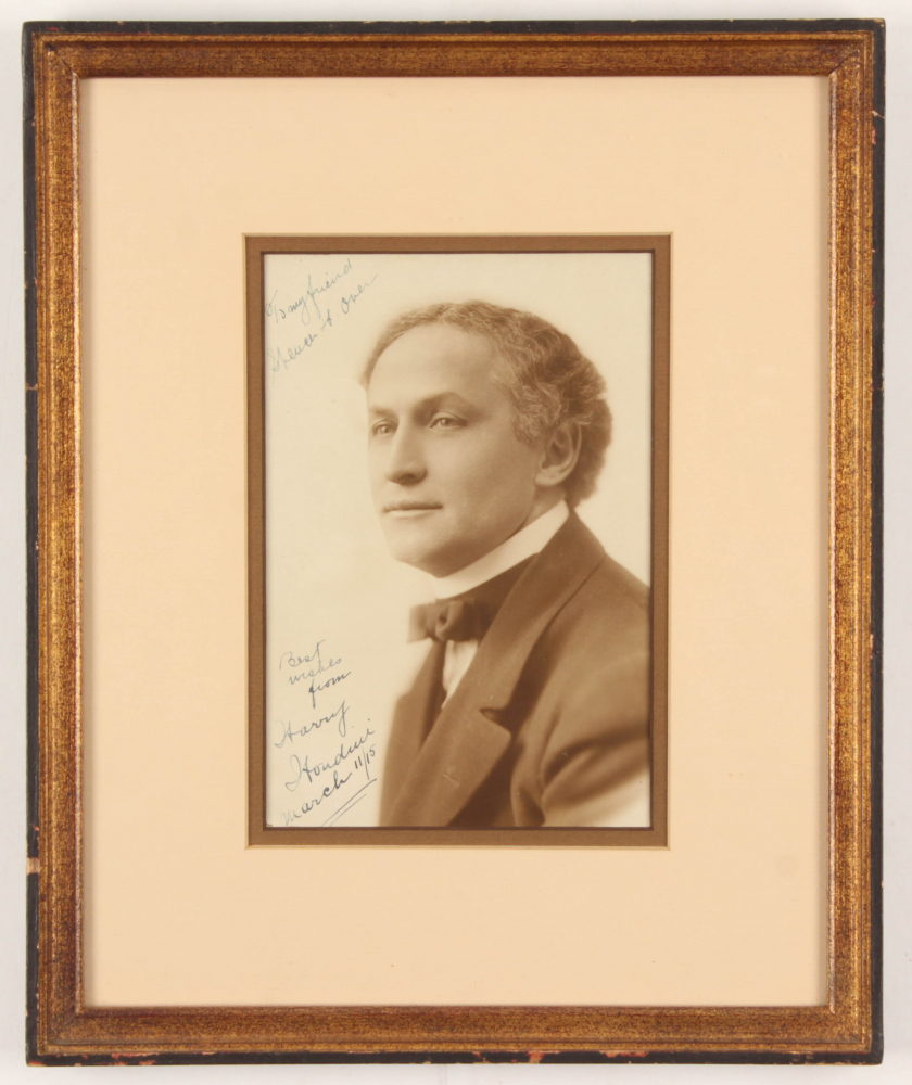 Harry Houdini Signed 10x12.5 Custom Framed Photo Display with (3 ...