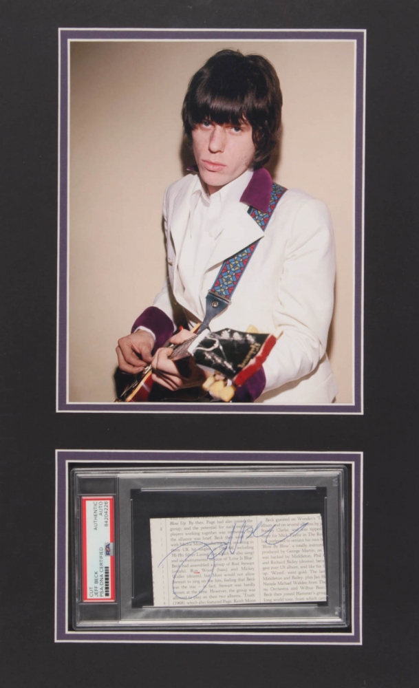 Jeff Beck Signed 12x20 Custom Matted Cut DIsplay (PSA Encapsulated ...