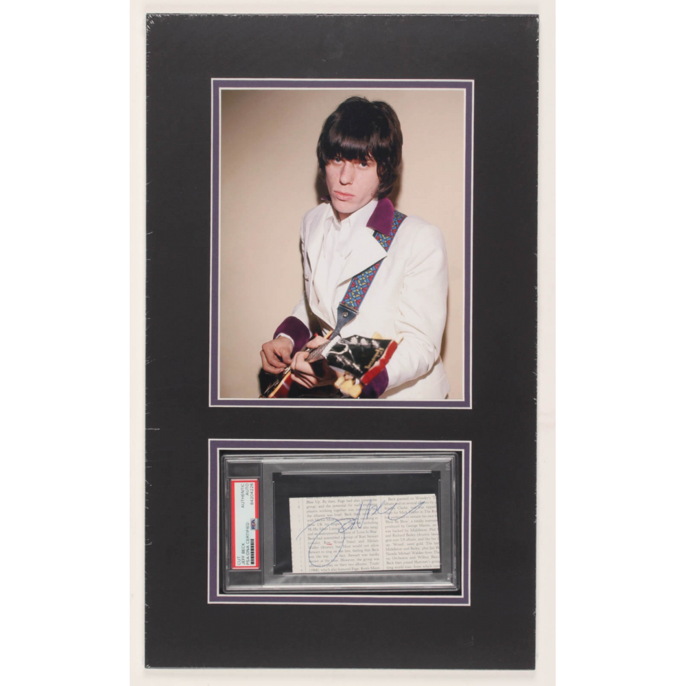 Jeff Beck Signed 12x20 Custom Matted Cut DIsplay (PSA Encapsulated ...