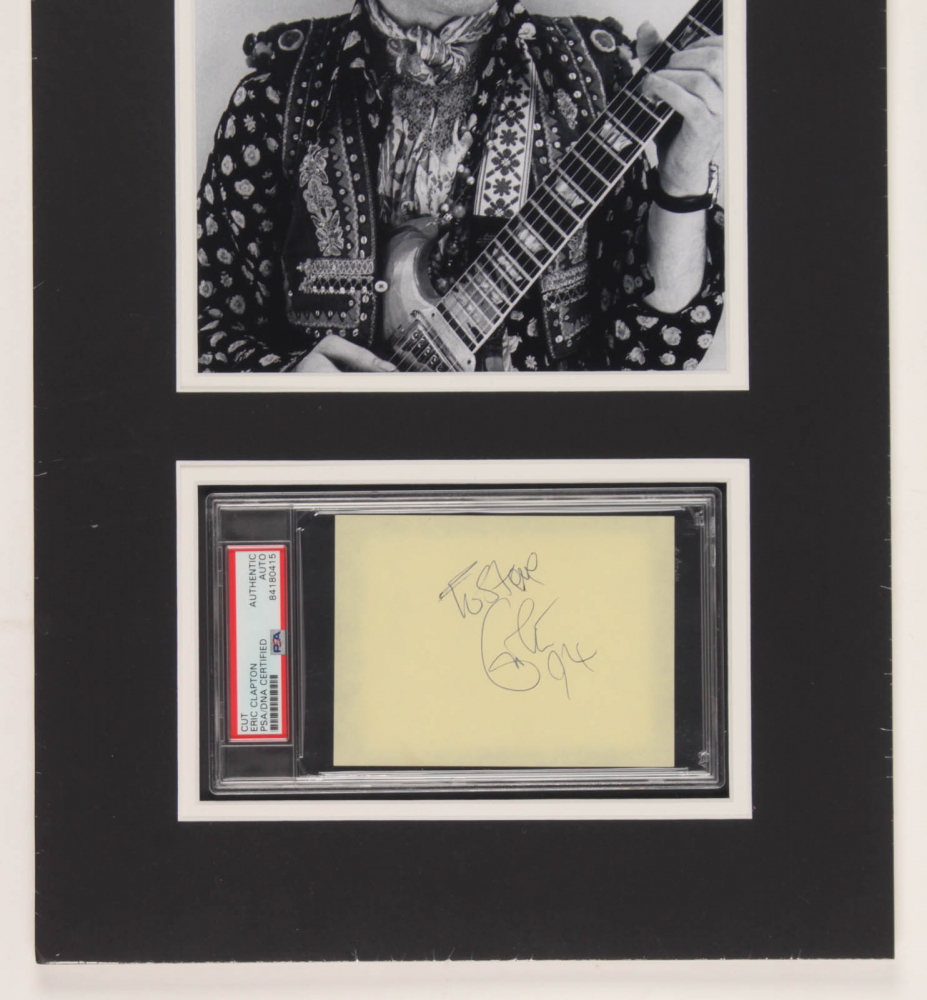 Eric Clapton Signed 12x20 Custom Matted Cut Display Psa Encapsulated Pristine Auction