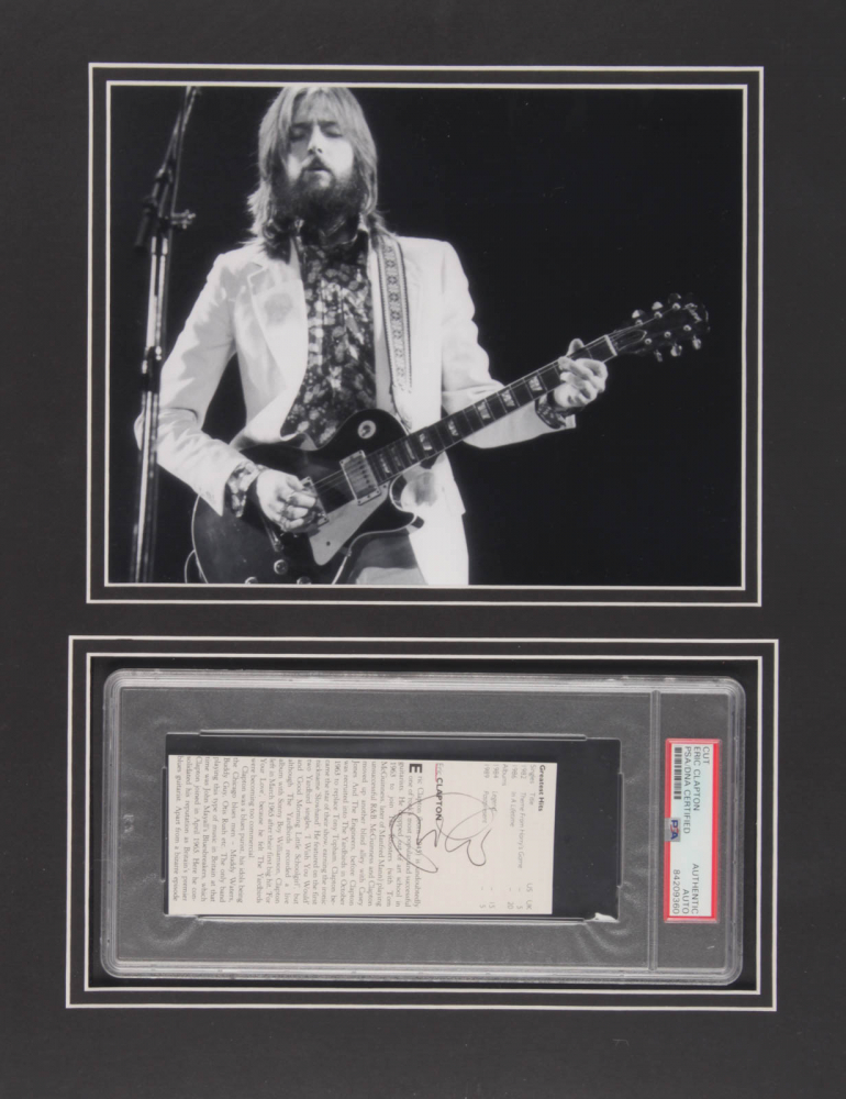 Eric Clapton Signed 14x18 Custom Matted Cut Display Psa Encapsulated Pristine Auction