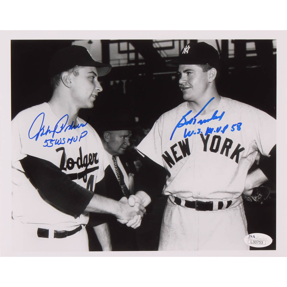 Johnny Podres & Bob Turley Signed Yankees 8x10 Photo Inscribed "55 WS ...