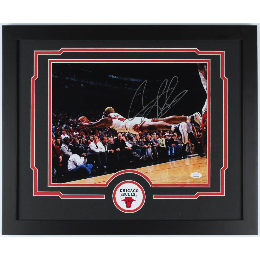 Dennis Rodman Signed Bulls 18.25x22.25 Custom Framed Photo Display (JSA ...