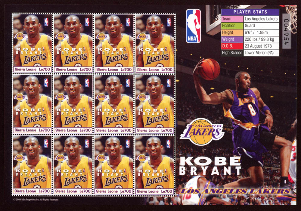 Kobe Bryant Lakers 2003 Full Uncut Stamp Sheet | Pristine Auction