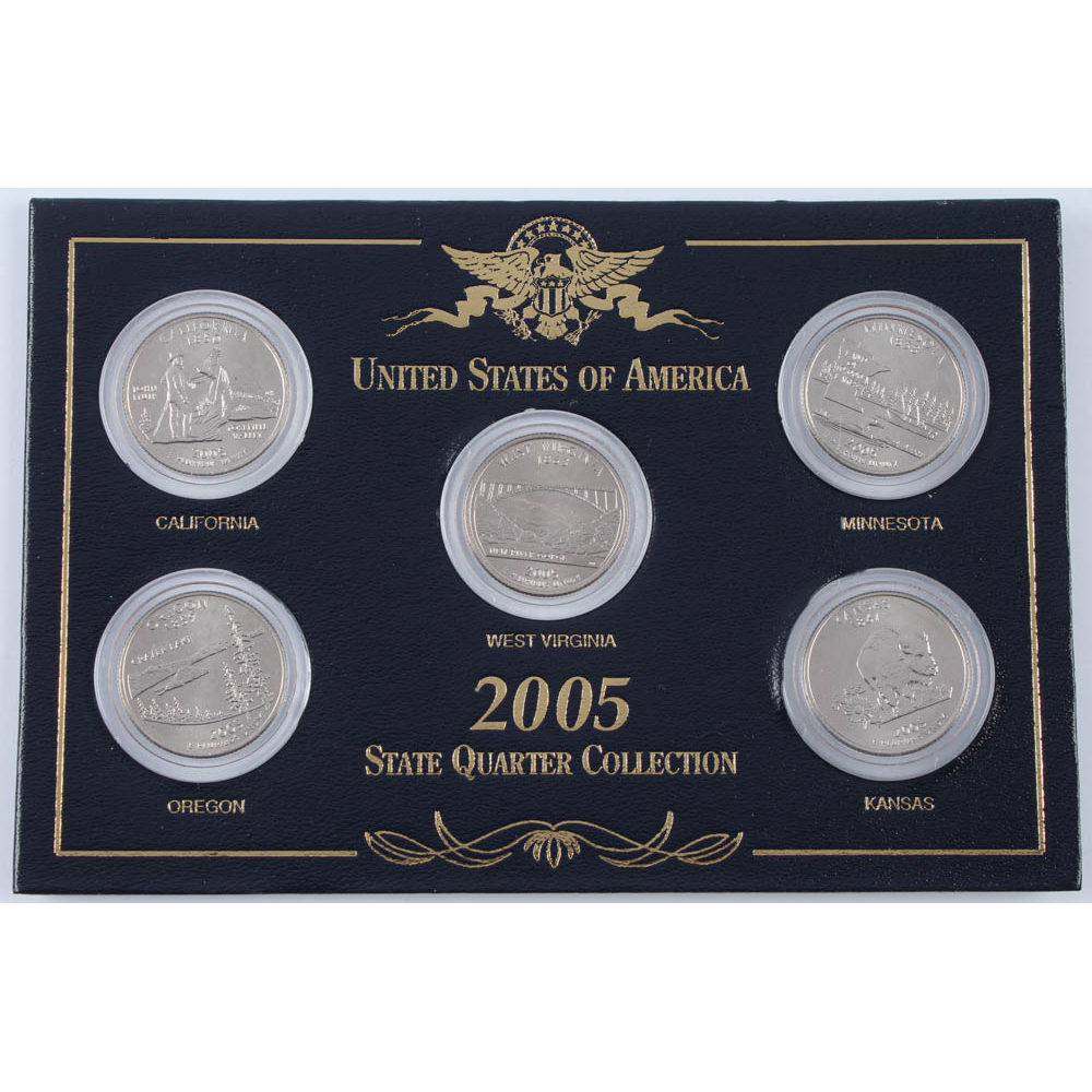 2005 U.S. Statehood Quarter Collection with (5) Coins | Pristine Auction
