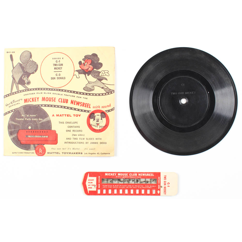 Vintage 1955 Walt Disney's Mickey Mouse Club Newsreel & Vinyl Record ...