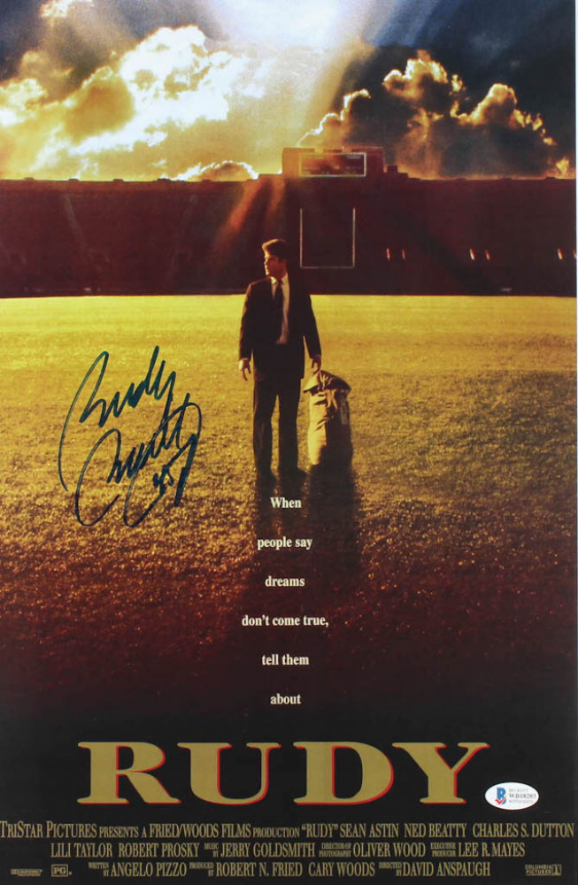 Rudy Ruettiger Signed "Rudy" 11x17 Movie Poster (Beckett COA ...