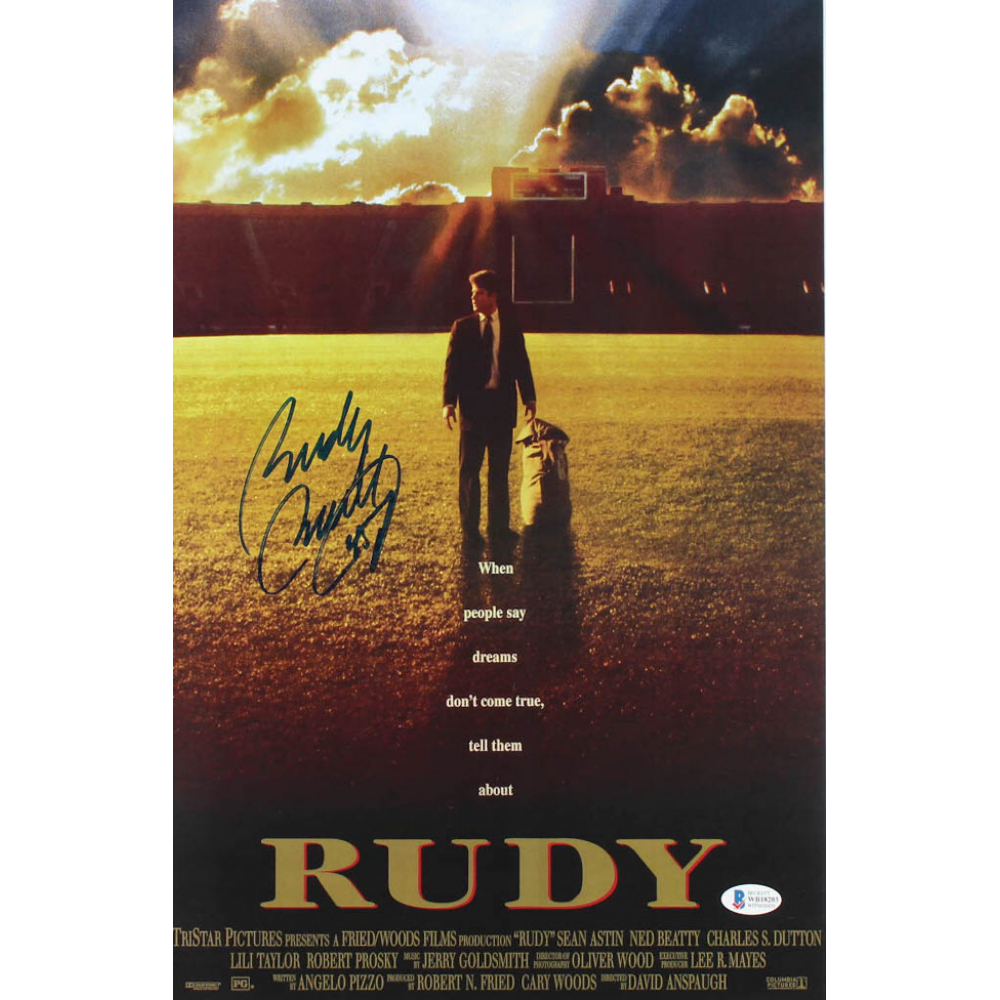 Rudy Ruettiger Signed "Rudy" 11x17 Movie Poster (Beckett COA ...