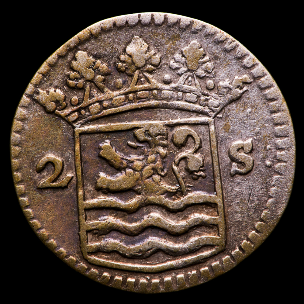 1745 Dutch Republic, Zeeland - 2 Stuiver Colonial Silver Coin ...