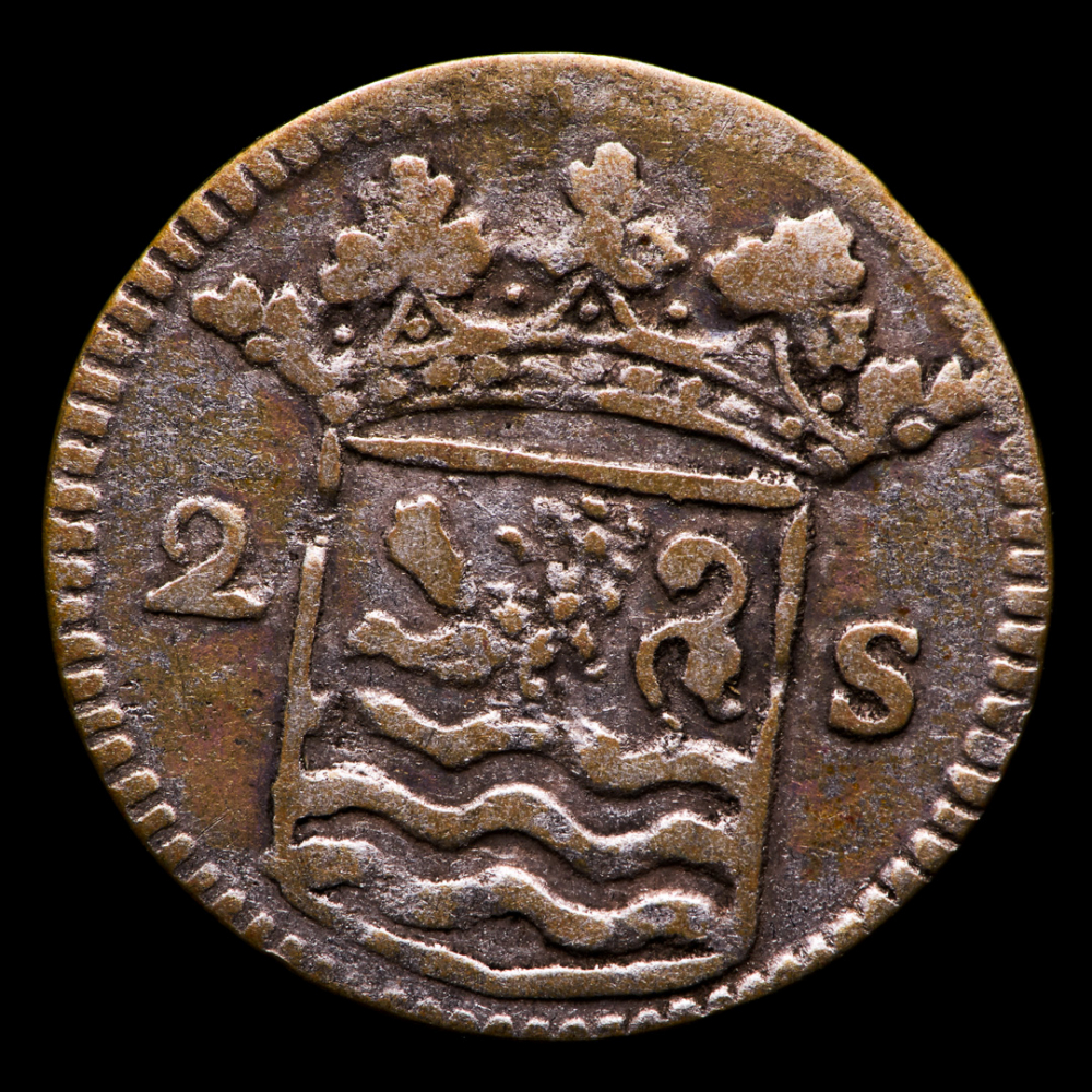 1735 Dutch Republic, Zeeland - 2 Stuiver Colonial Silver Coin ...