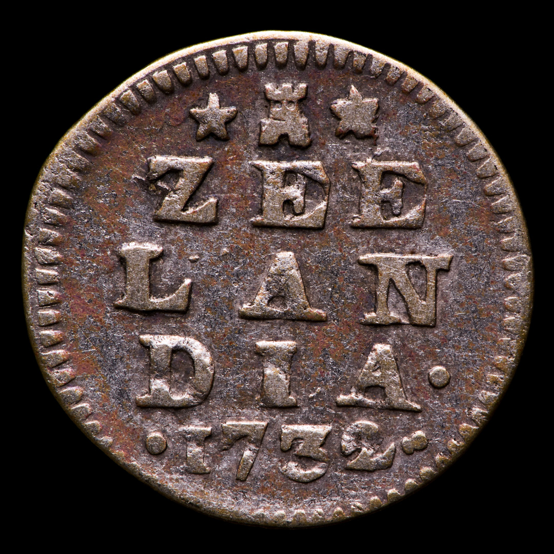 1732 Dutch Republic, Zeeland - 2 Stuiver Colonial Silver Coin ...