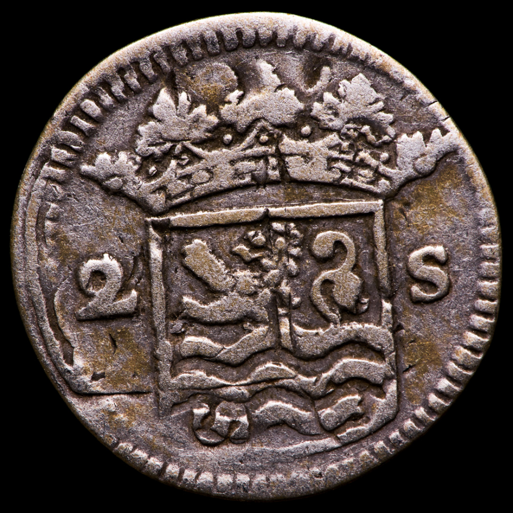 1735 Dutch Republic, Zeeland - 2 Stuiver Colonial Silver Coin ...