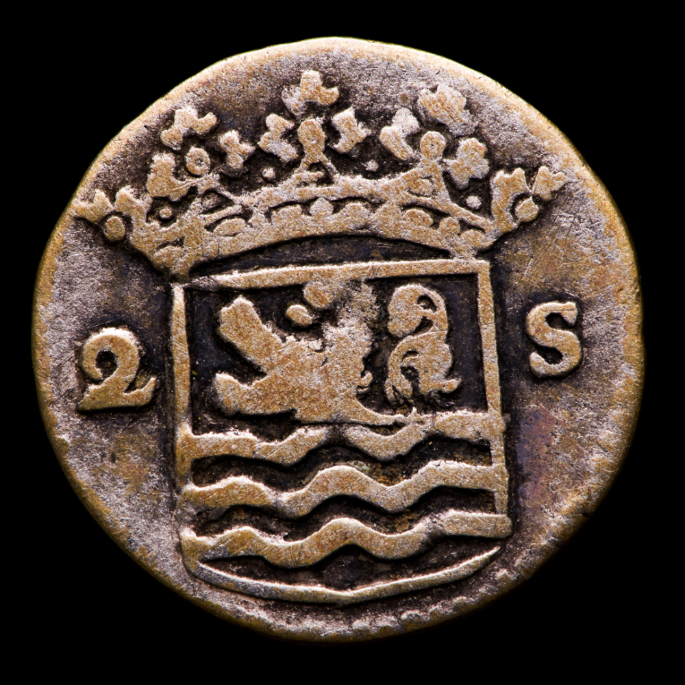 1732 Dutch Republic, Zeeland - 2 Stuiver Colonial Silver Coin ...