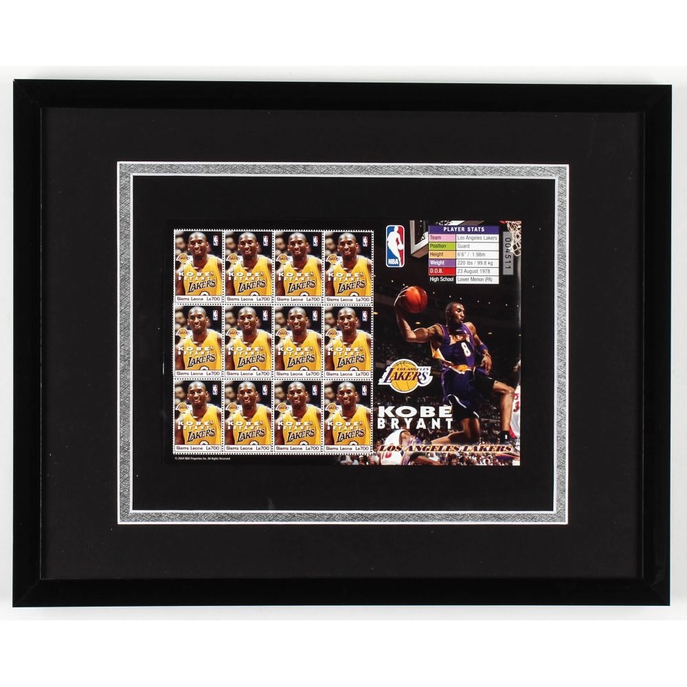 Kobe Bryant Lakers 12x15 Custom Framed Uncut Stamp Sheet Display ...