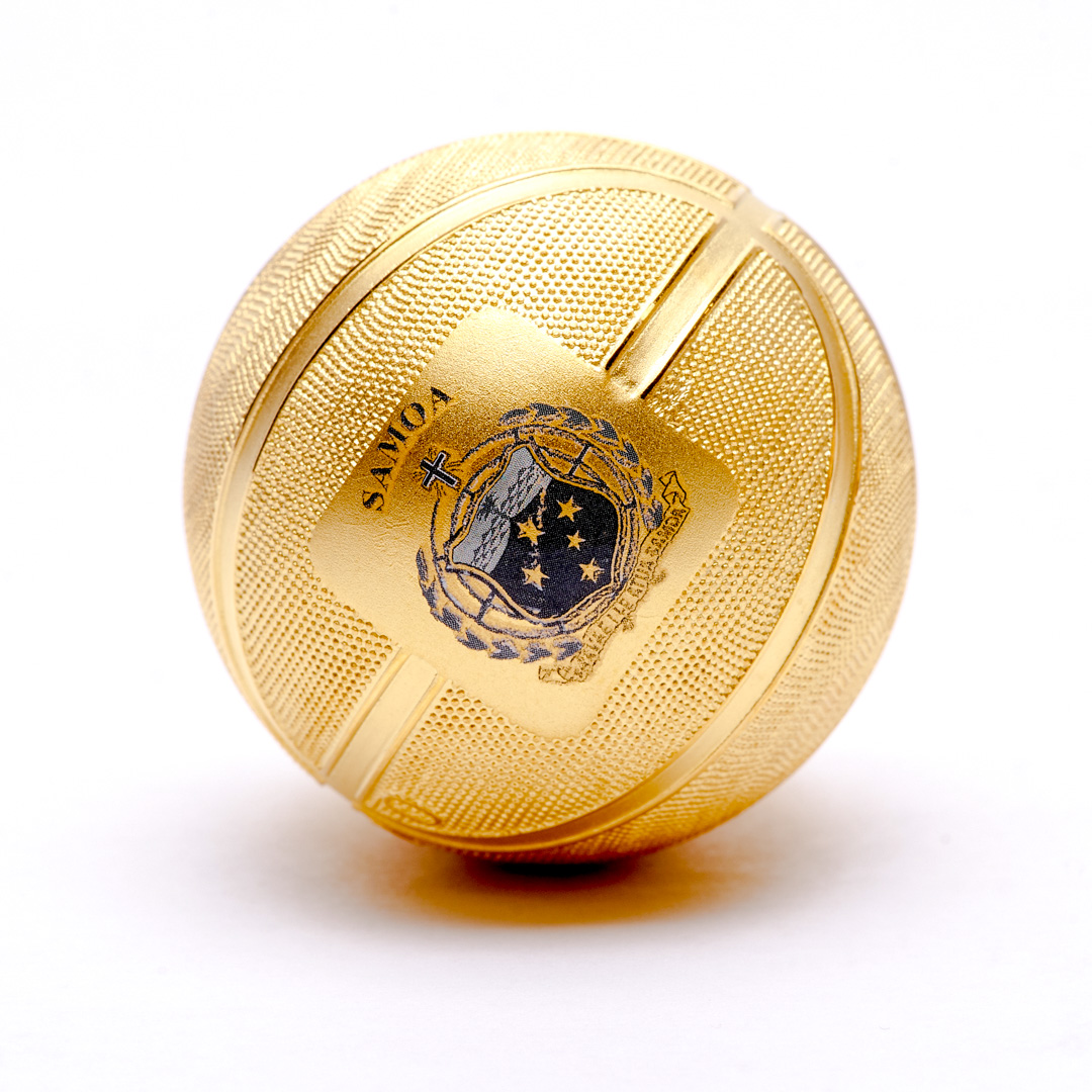 2020 Samoa $5 1 oz Silver Spherical Basketball-Shaped Coin with 24k ...