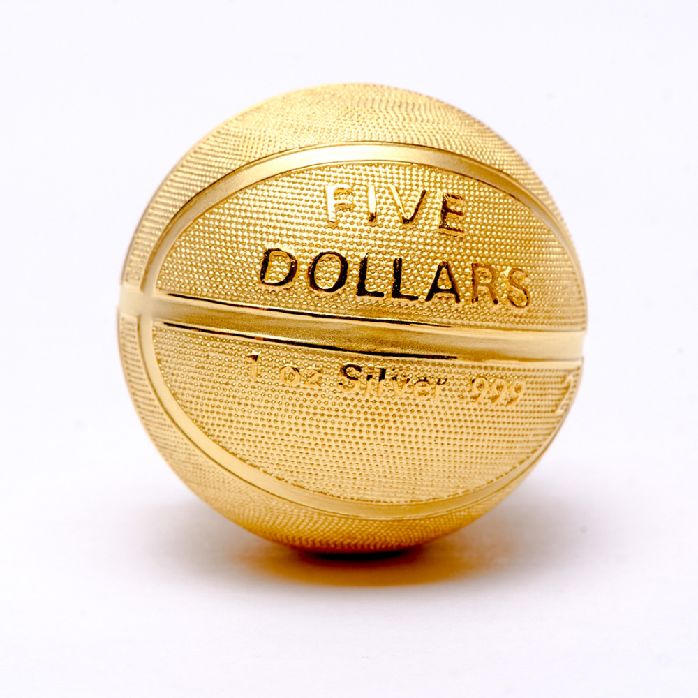 2020 Samoa $5 1 oz Silver Spherical Basketball-Shaped Coin with 24k ...