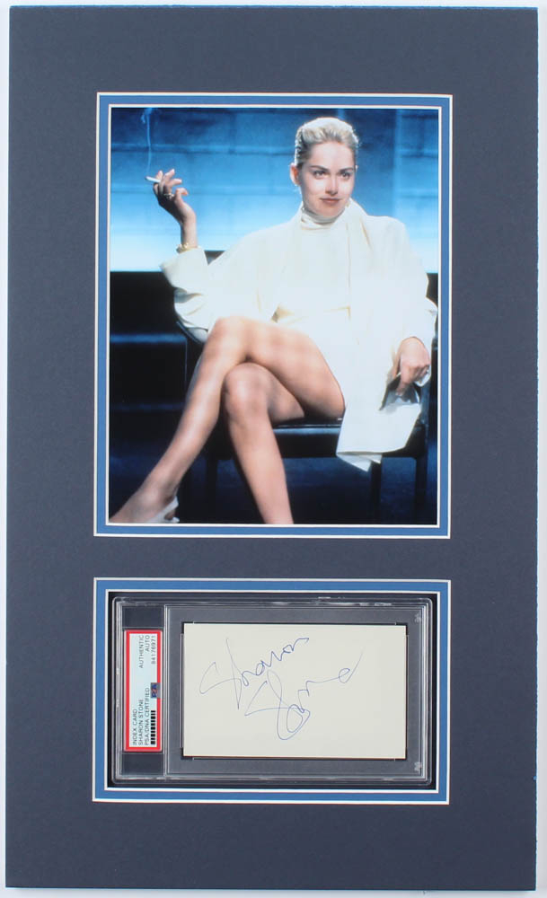 Sharon Stone Signed 12x20 Custom Matted Cut Display (PSA Encapsulated ...