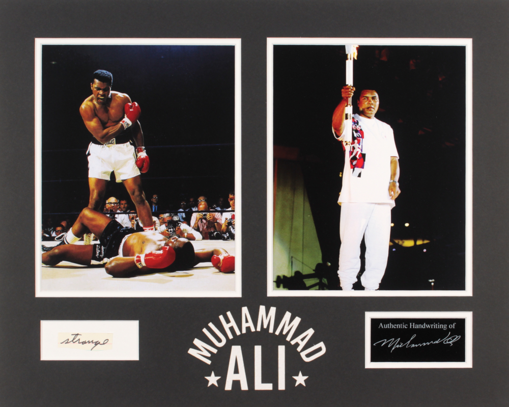 Muhammad Ali 16x20 Custom Matted Cut Display with (1) Hand-Written Word ...