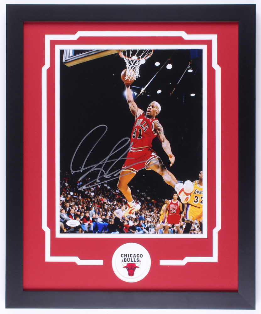 Dennis Rodman Signed Bulls 18x22 Custom Framed Photo Display (JSA COA ...