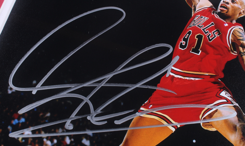 Dennis Rodman Signed Bulls 18x22 Custom Framed Photo Display (JSA COA ...
